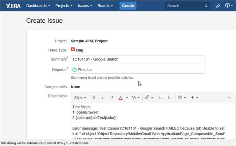 Jira Integration with Katalon Studio