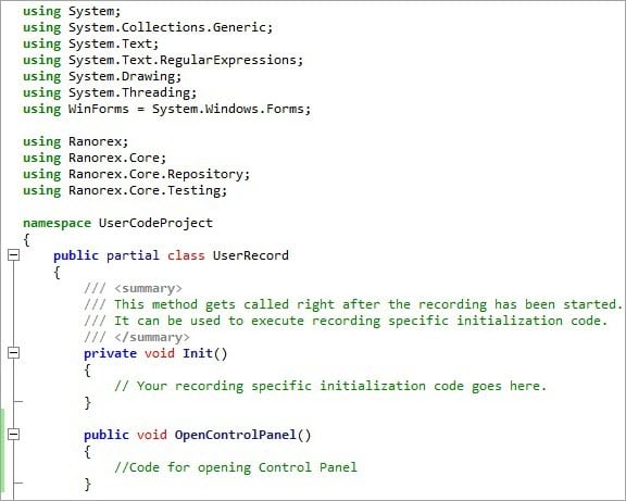 Ranorex Test Suite, Test Module Creation, UserCode File, Xpath, and ...