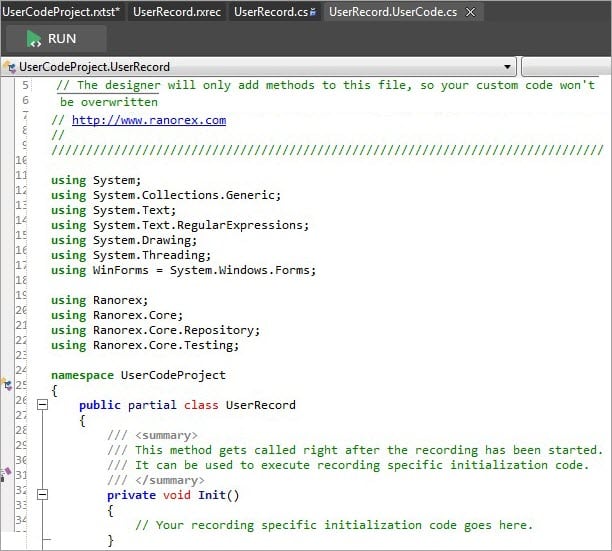 Ranorex Test Suite, Test Module Creation, UserCode File, Xpath, and ...
