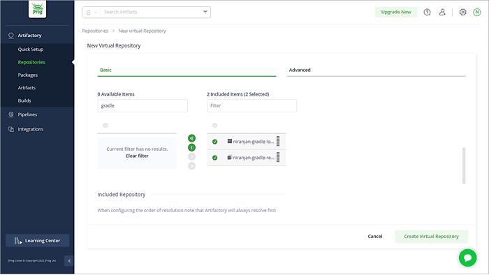 Working with Gradle and GO Package Type in JFrog Artifactory