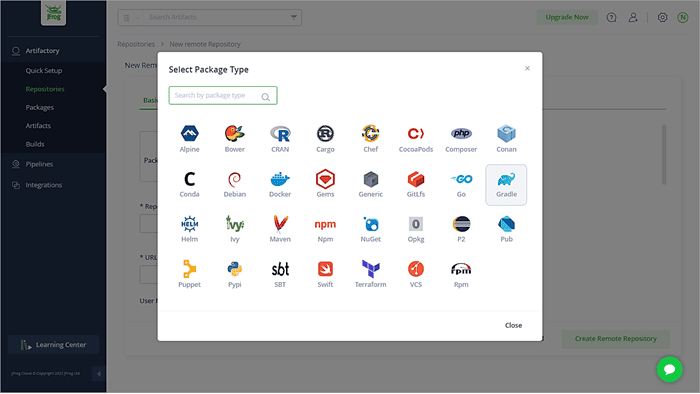 Working with Gradle and GO Package Type in JFrog Artifactory