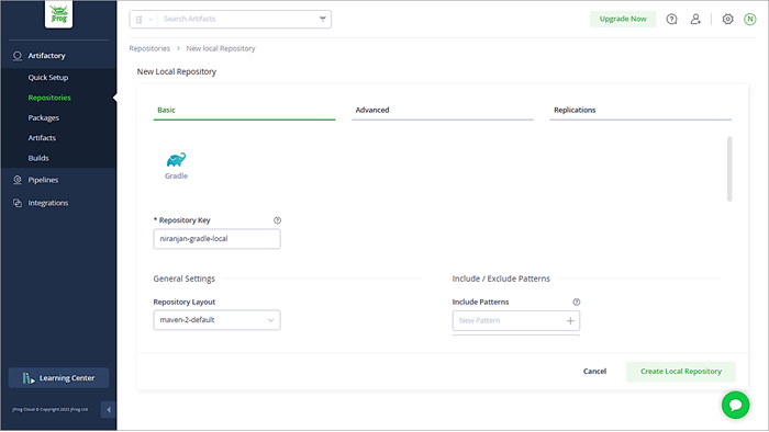 Working with Gradle and GO Package Type in JFrog Artifactory