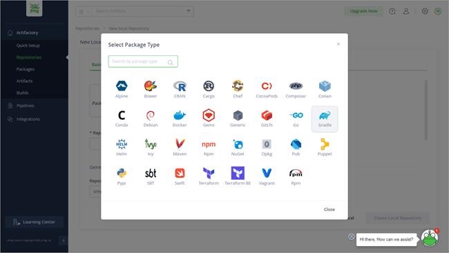 Working with Gradle and GO Package Type in JFrog Artifactory