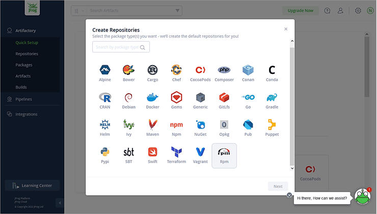 Setup of RPM and Debian repositories with JFrog Artifactory