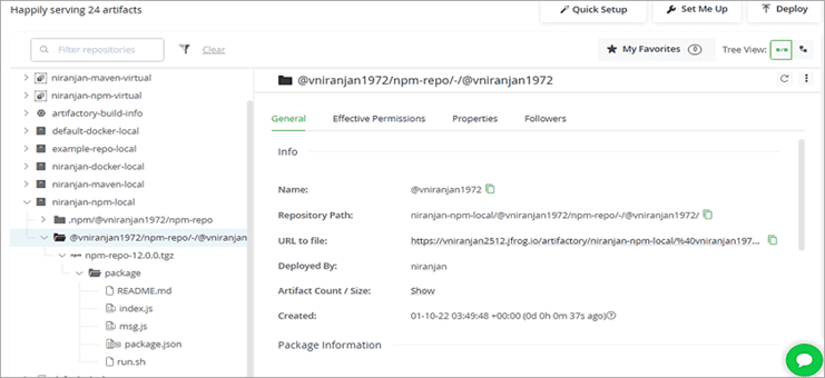 NPM Package Type and Jenkins Integration in JFrog Artifactory