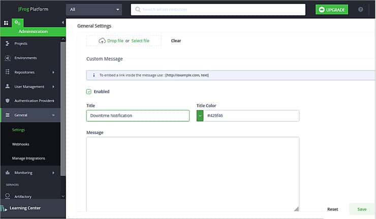General Administration Activities in JFrog Artifactory