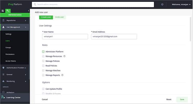 General Administration Activities in JFrog Artifactory