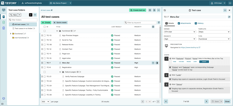 Testiny Test Management Tool Hands-on Review 2026