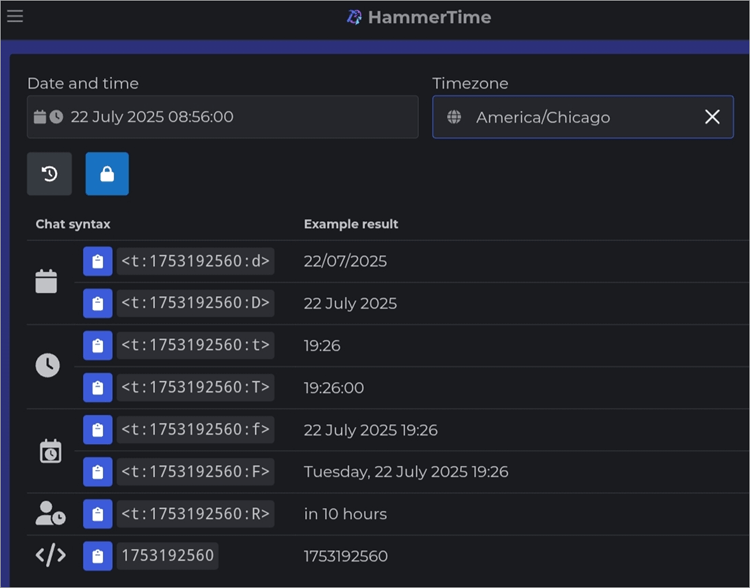 Discord Timestamp Generator For Universal Timezone