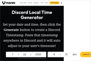 Discord Timestamp Generator For Universal Timezone