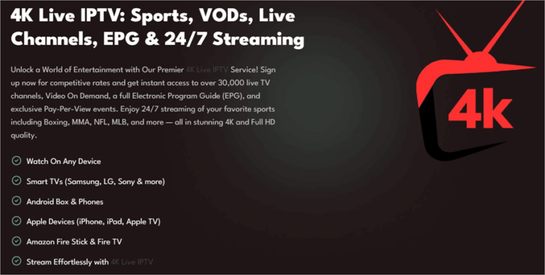 4K Live IPTV Review